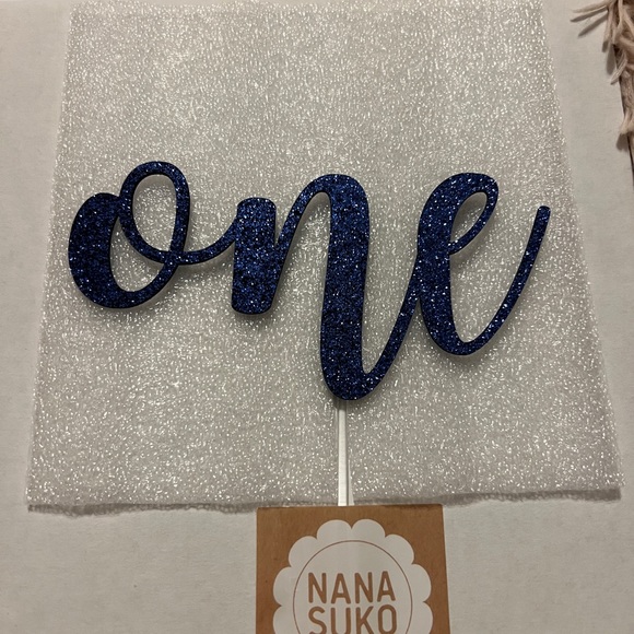 Kitchen | 1st Birthday Cake Toper Navy Blue Glitter | Poshmark